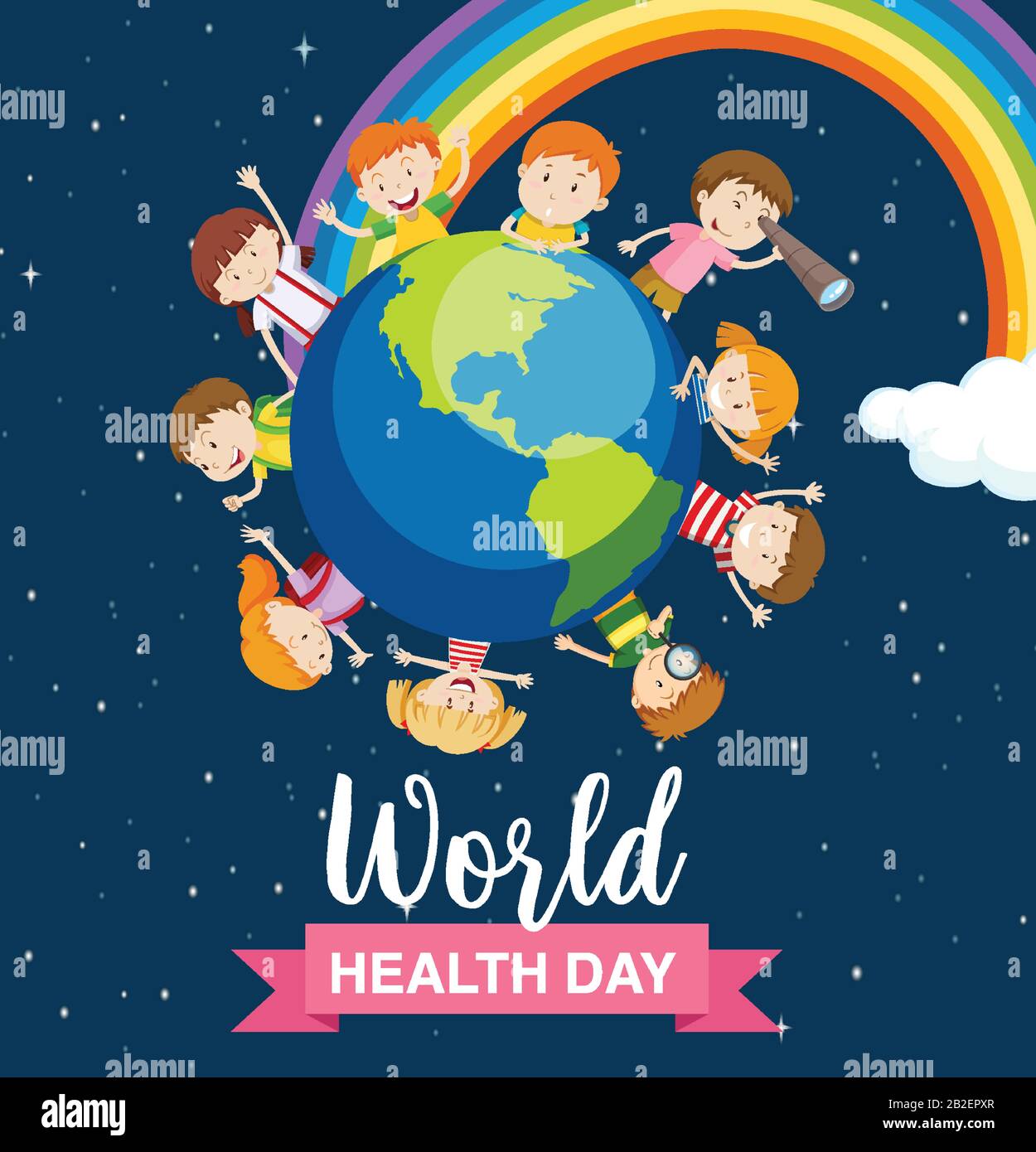 Poster design for world health day with kids in background illustration ...