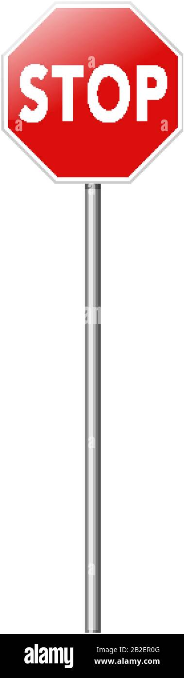 Road sign template with word stop on the red plate illustration Stock ...