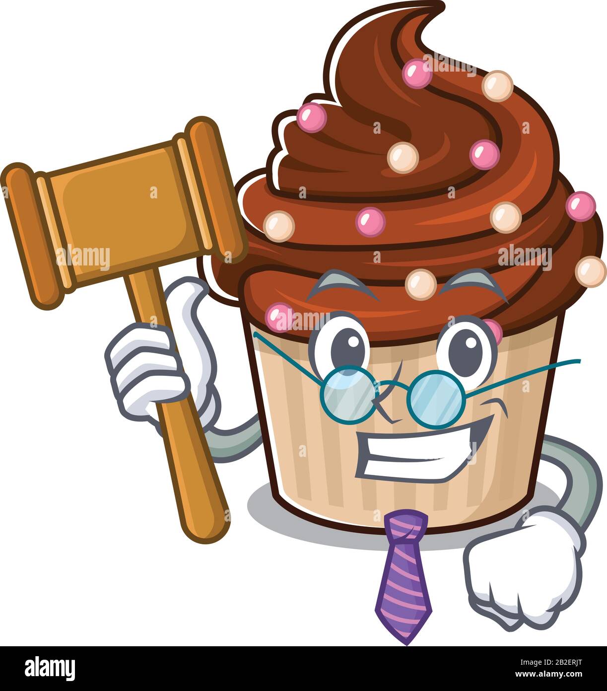 Smart Judge chocolate cupcake in mascot cartoon character style Stock ...