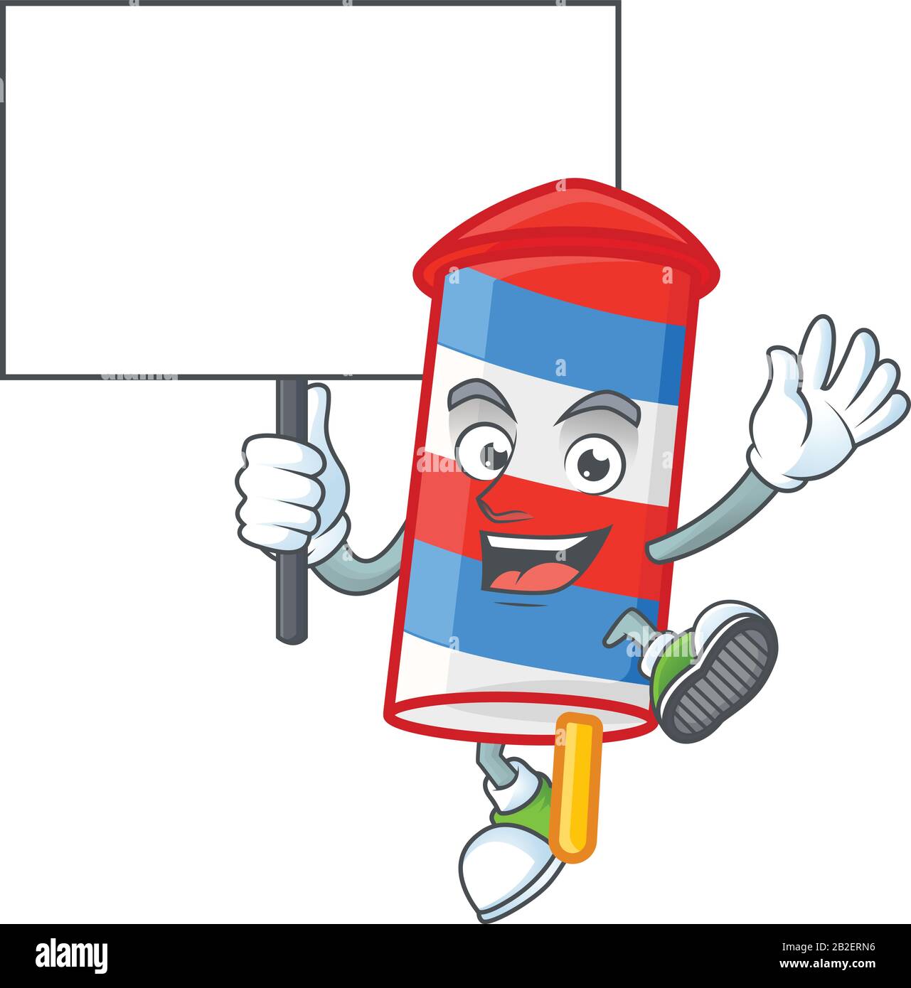 A picture of rocket USA stripes cartoon character with board Stock ...