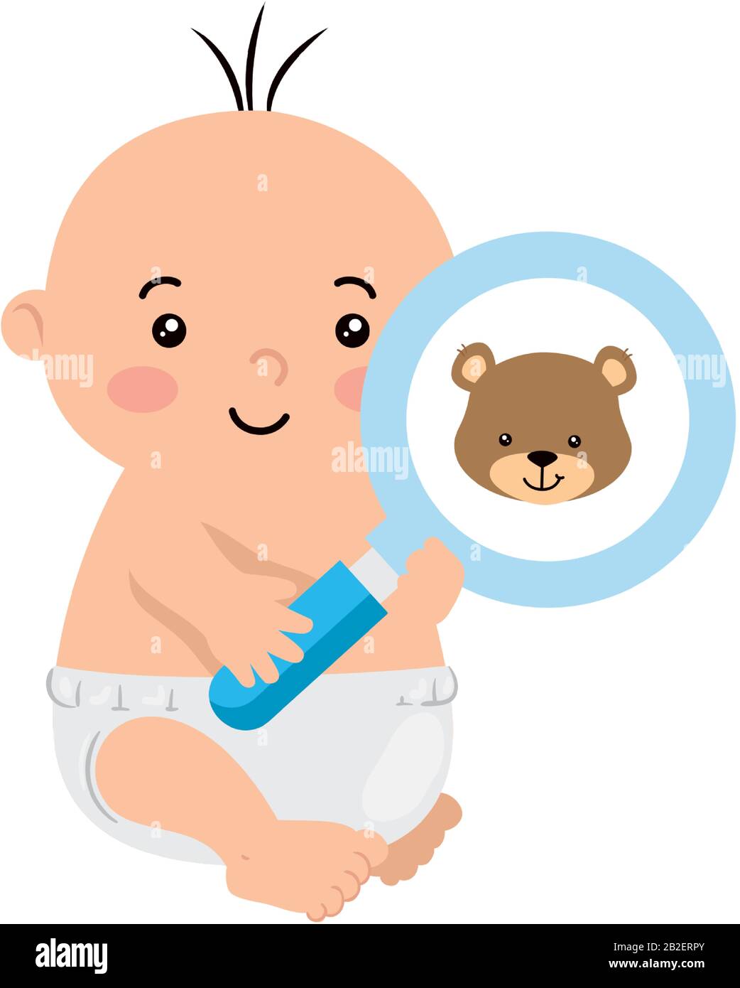 cute little baby boy with magnifying glass Stock Vector Image & Art - Alamy