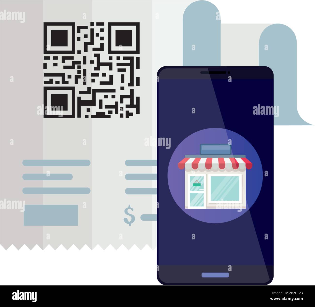 qr code paper and smartphone vector design Stock Vector Image & Art - Alamy