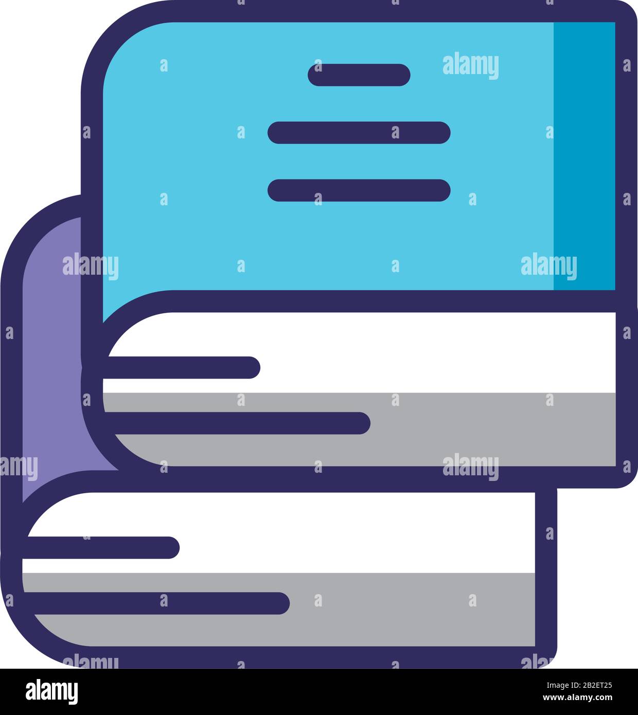 books stack over white background, line and fill style icon, vector ...