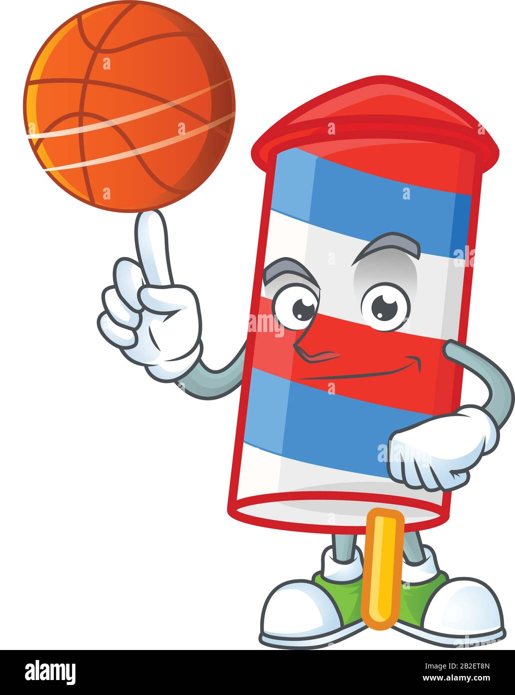 a strong rocket USA stripes cartoon character with a basketball Stock ...