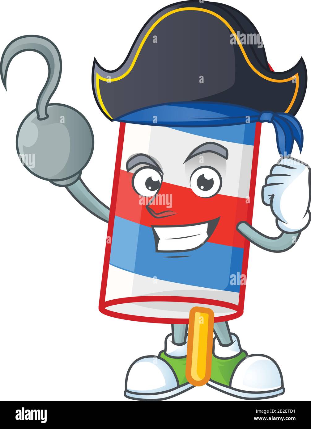 Calm one hand Pirate rocket USA stripes mascot design wearing hat Stock ...