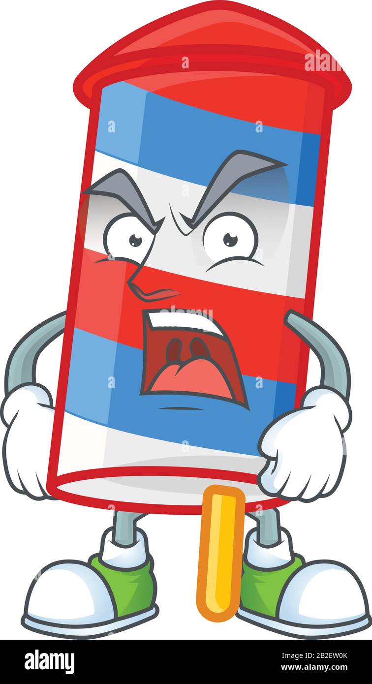 Rocket USA stripes cartoon character design with angry face Stock ...