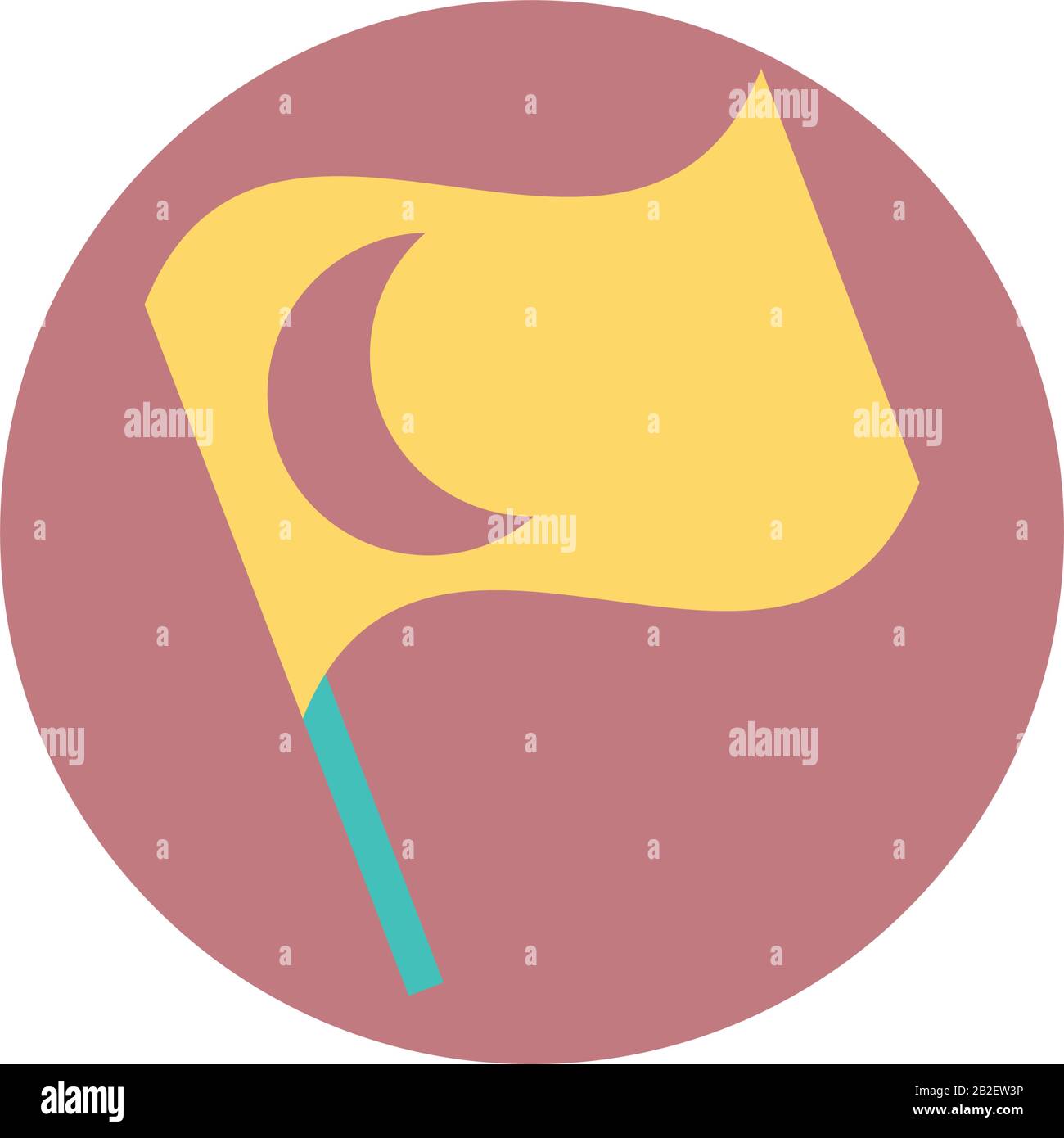 islamic flag over white background, block style icon, vector ...