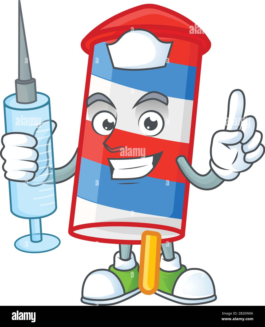 Smiley Nurse rocket USA stripes cartoon character with a syringe Stock ...