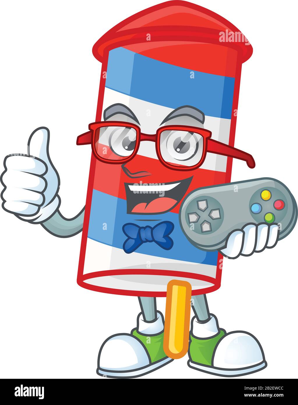 An attractive gamer rocket USA stripes cartoon character design Stock ...