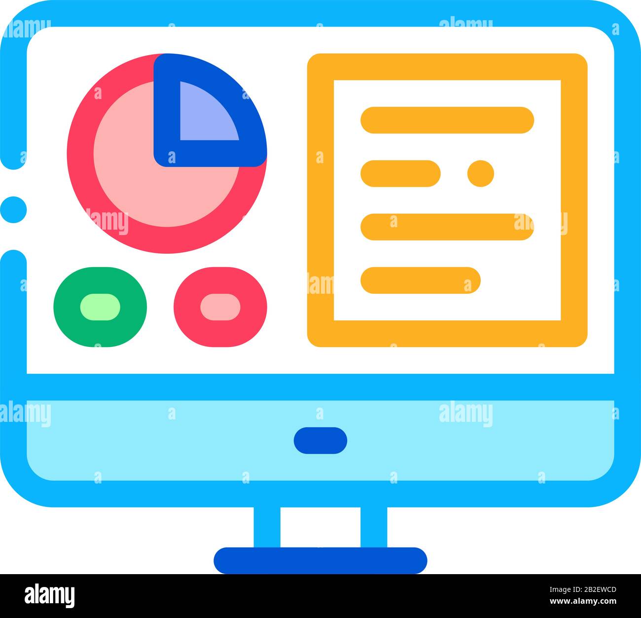Analytics On Computer Screen Icon Thin Line Vector Stock Vector Image ...