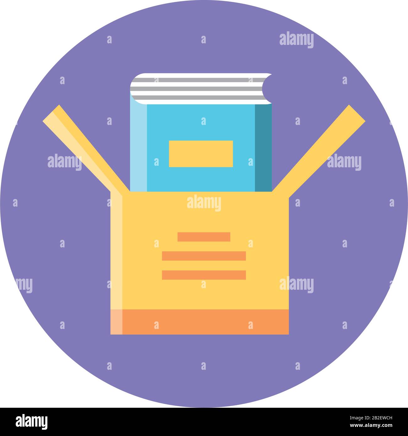 box with academic book over white background, block style icon, vector ...