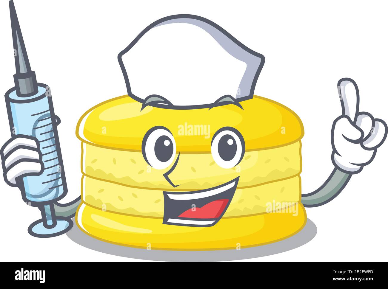 A lemon macaron hospitable Nurse character with a syringe Stock Vector ...