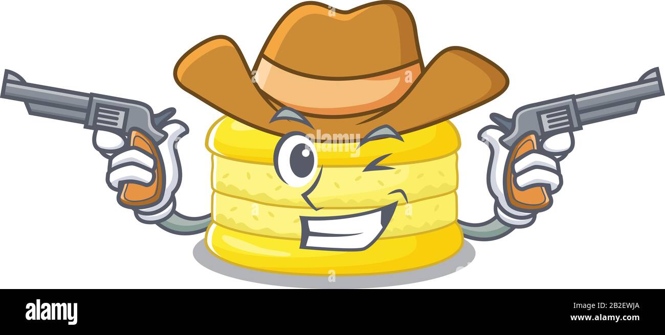 Lemon macaron Cowboy cartoon concept having guns Stock Vector Image ...