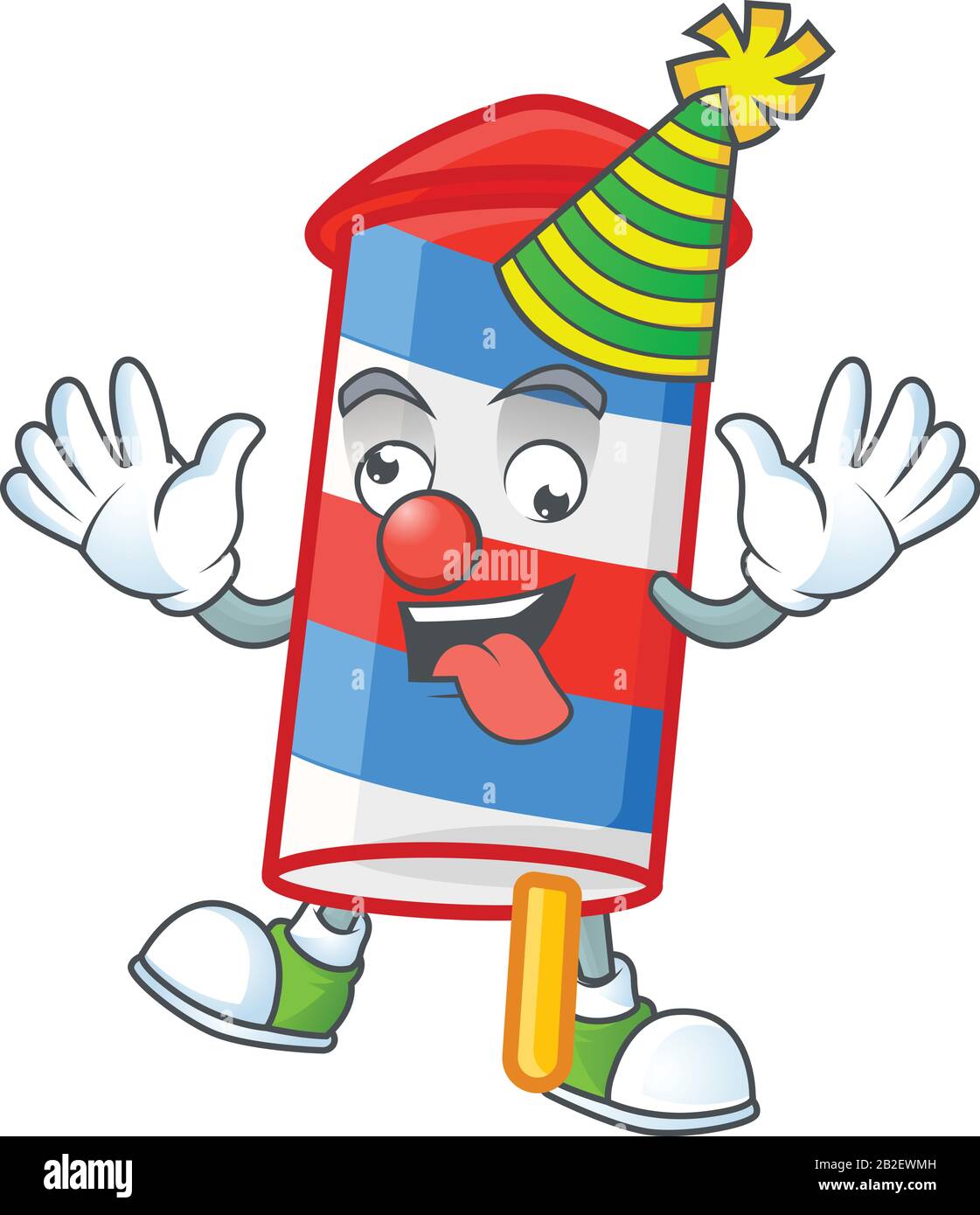 Cute and funny Clown rocket USA stripes cartoon character mascot style ...