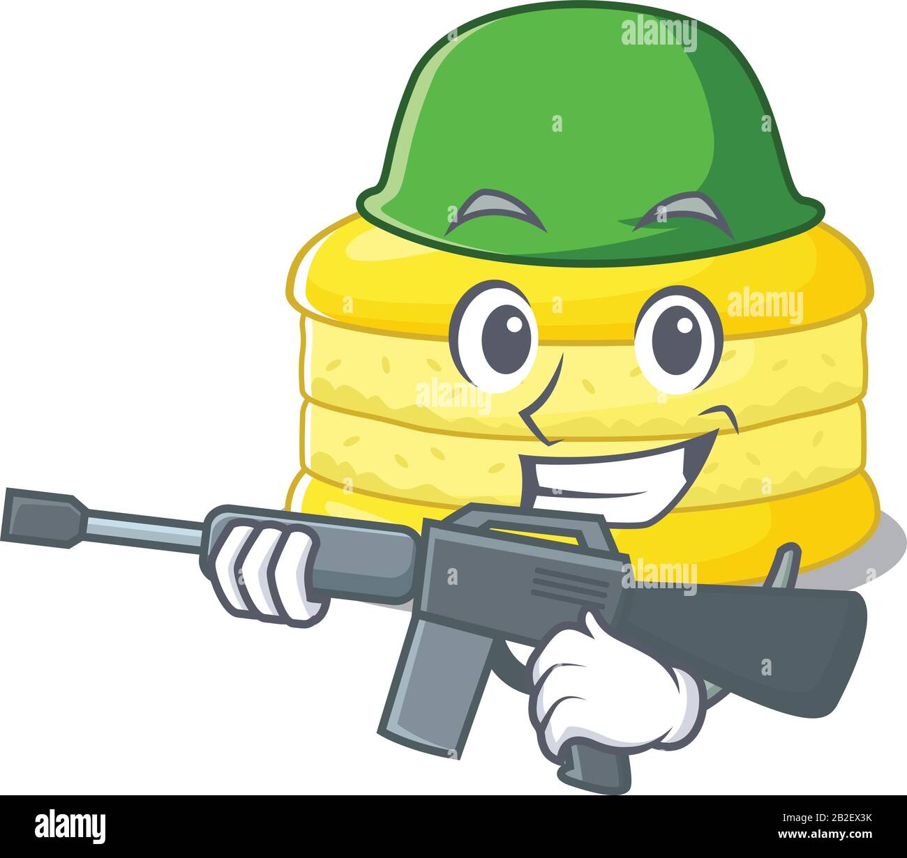 A cute picture of lemon macaron Army with machine gun Stock Vector ...