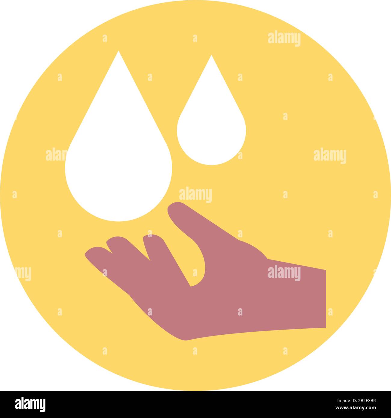 drops and hand icon over white background, block style, vector ...