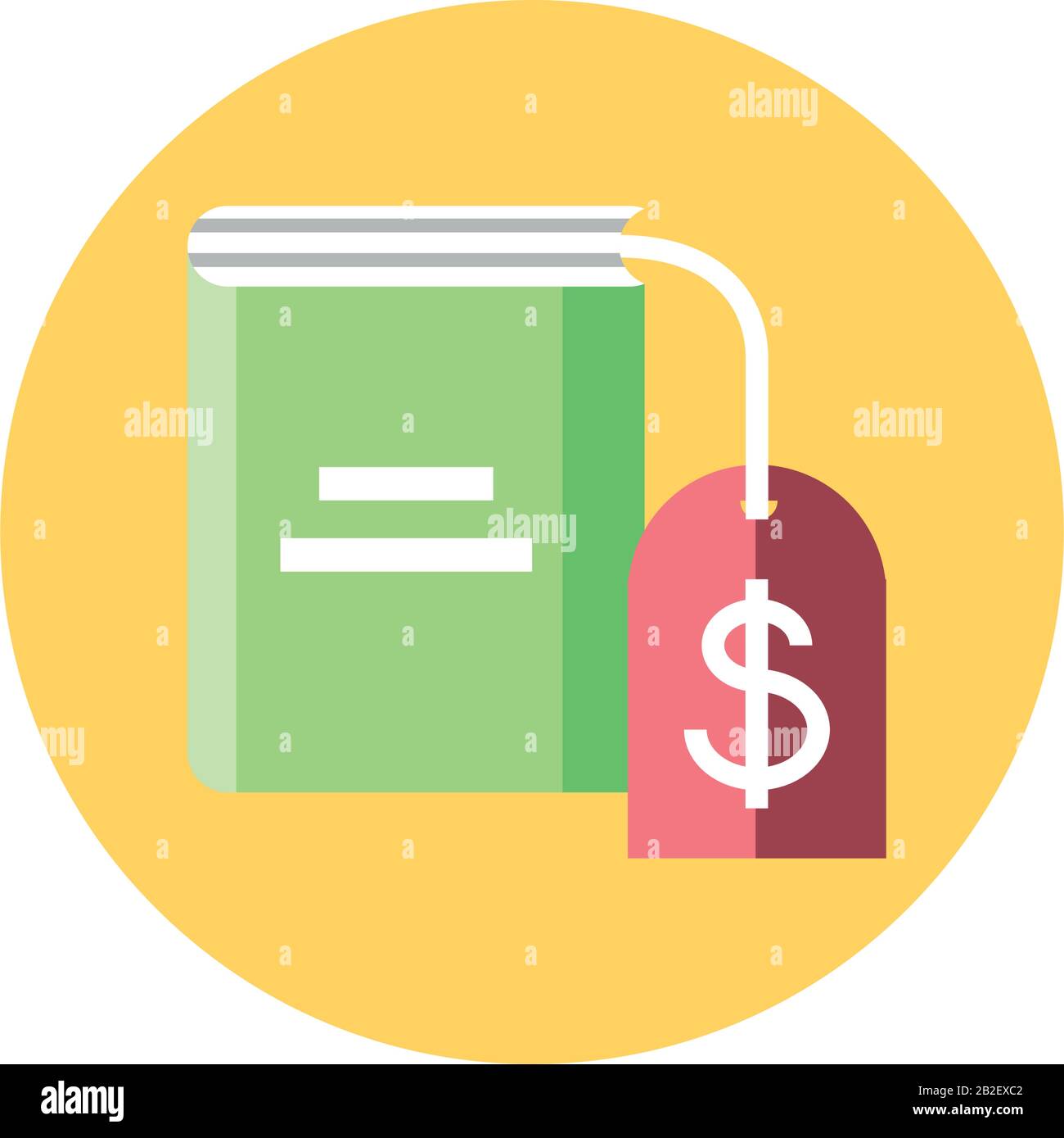 book with price tag over white background, block style icon, vector ...