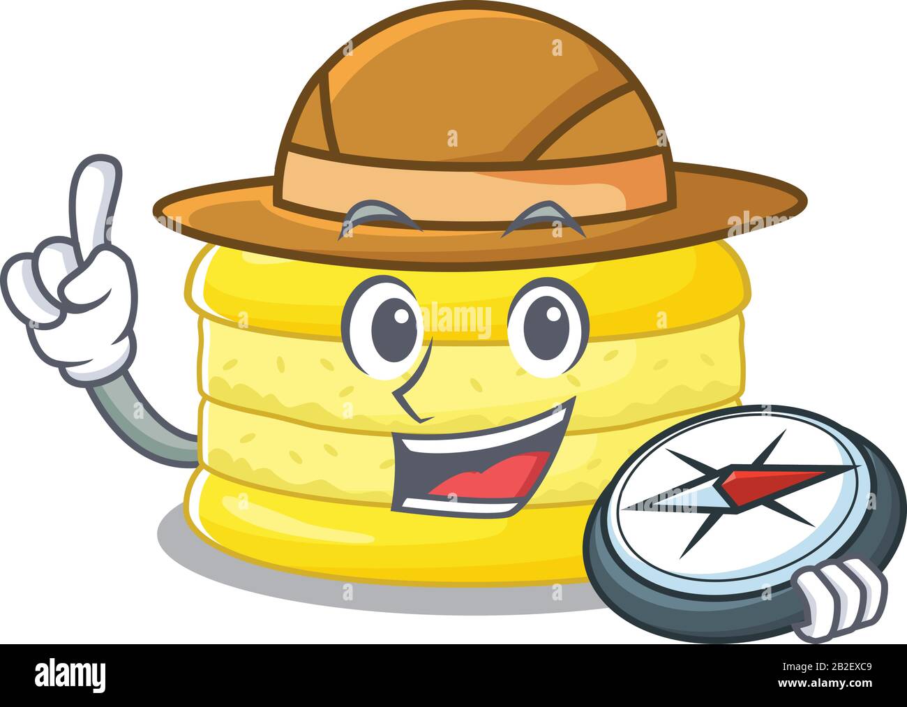 Lemon macaron experienced Explorer using a compass Stock Vector Image ...