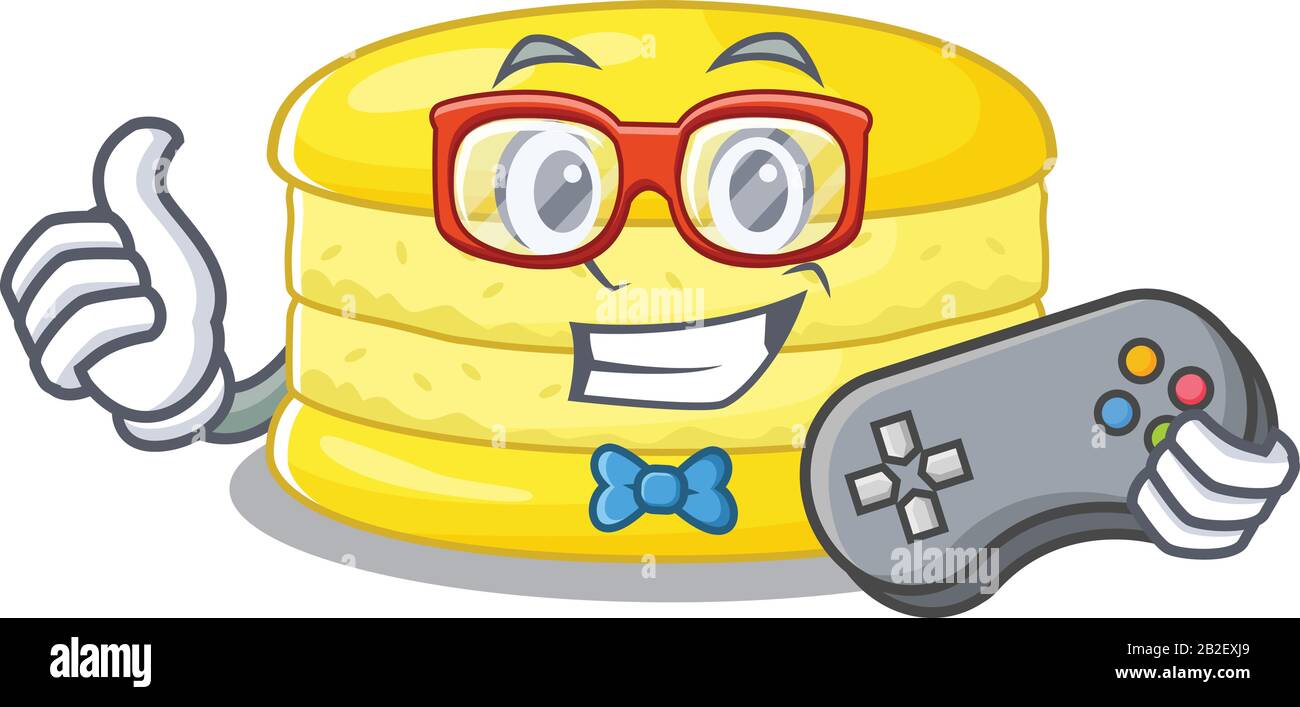 Smiley gamer lemon macaron cartoon mascot style Stock Vector Image ...