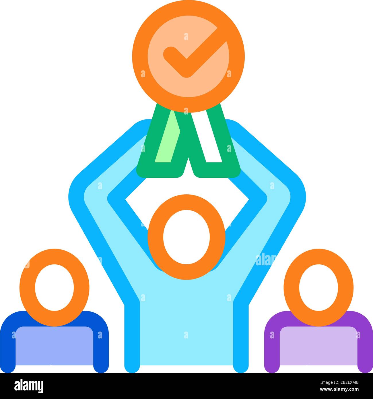 Human Winner Holding Medal Icon Thin Line Vector Stock Vector Image ...