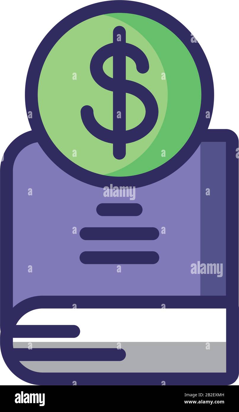 book with money symbol icon over white background, colorful line and ...