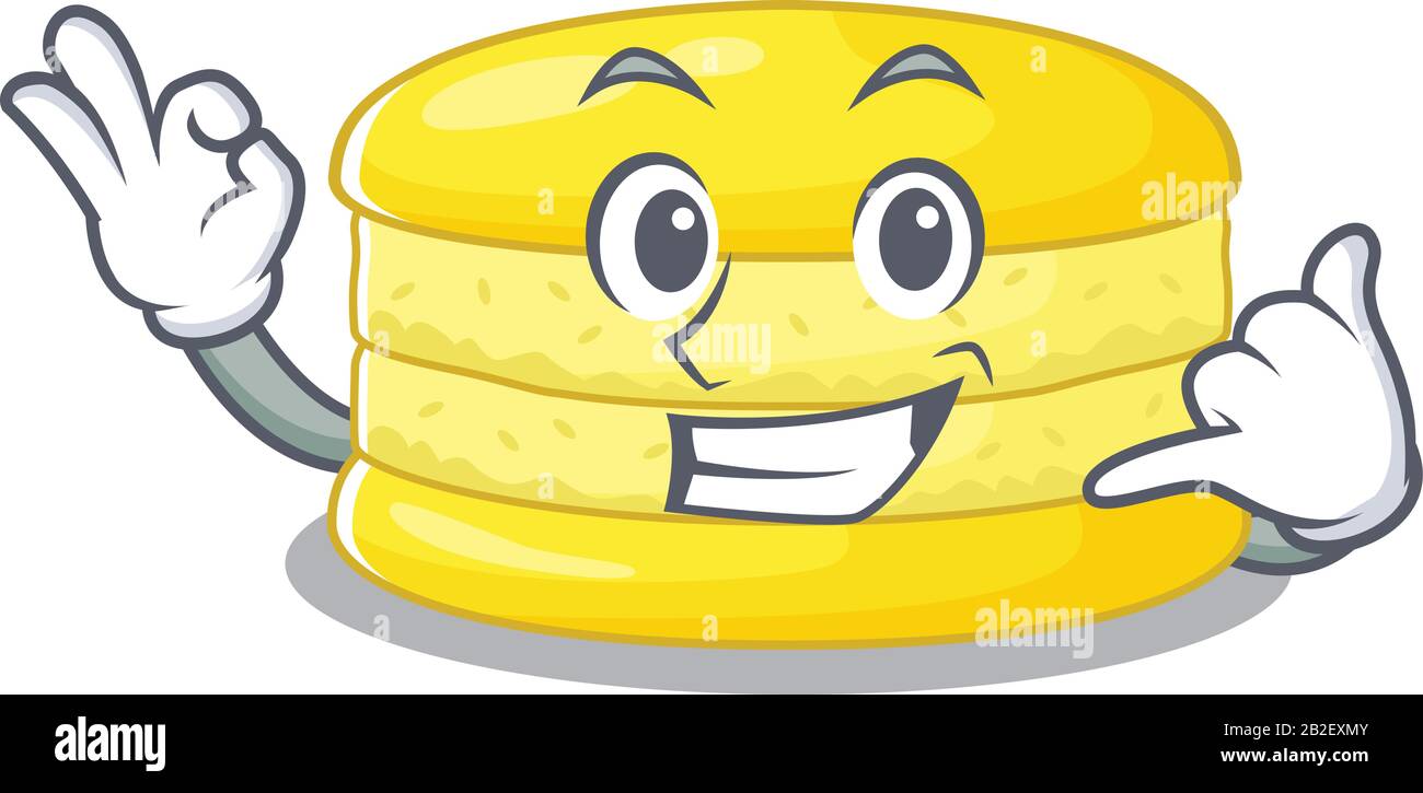 Call me funny lemon macaron cartoon character concept Stock Vector ...
