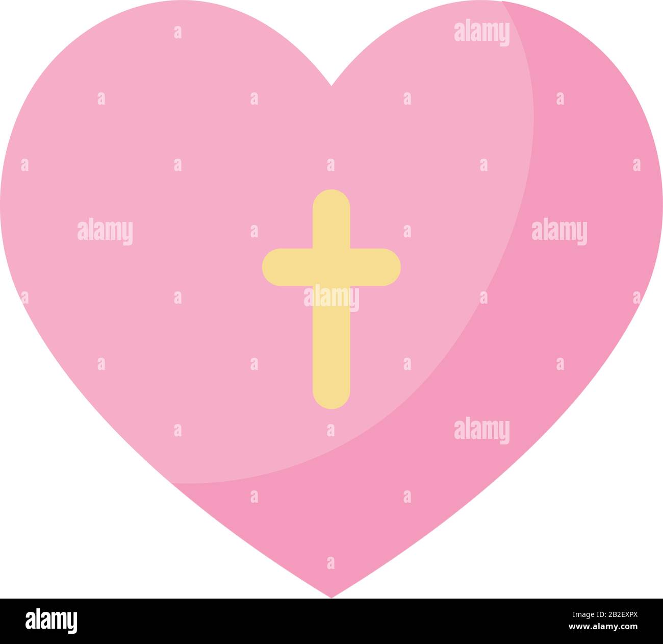 cross inside heart flat style icon design, Religion culture belief ...