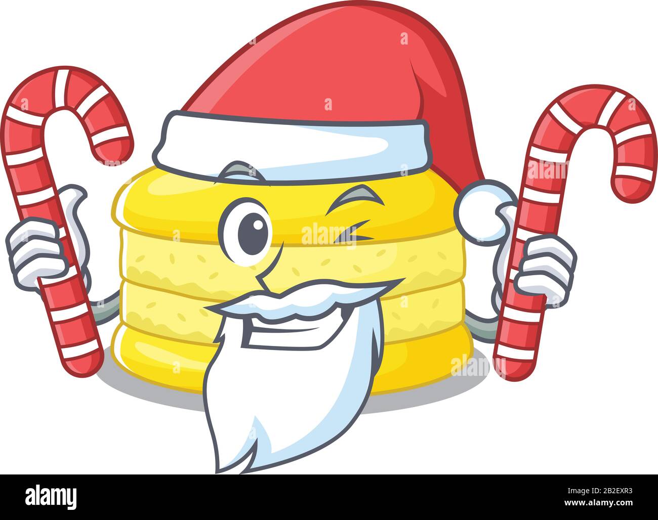 Lemon macaron Cartoon character wearing Santa costume bringing a candy ...