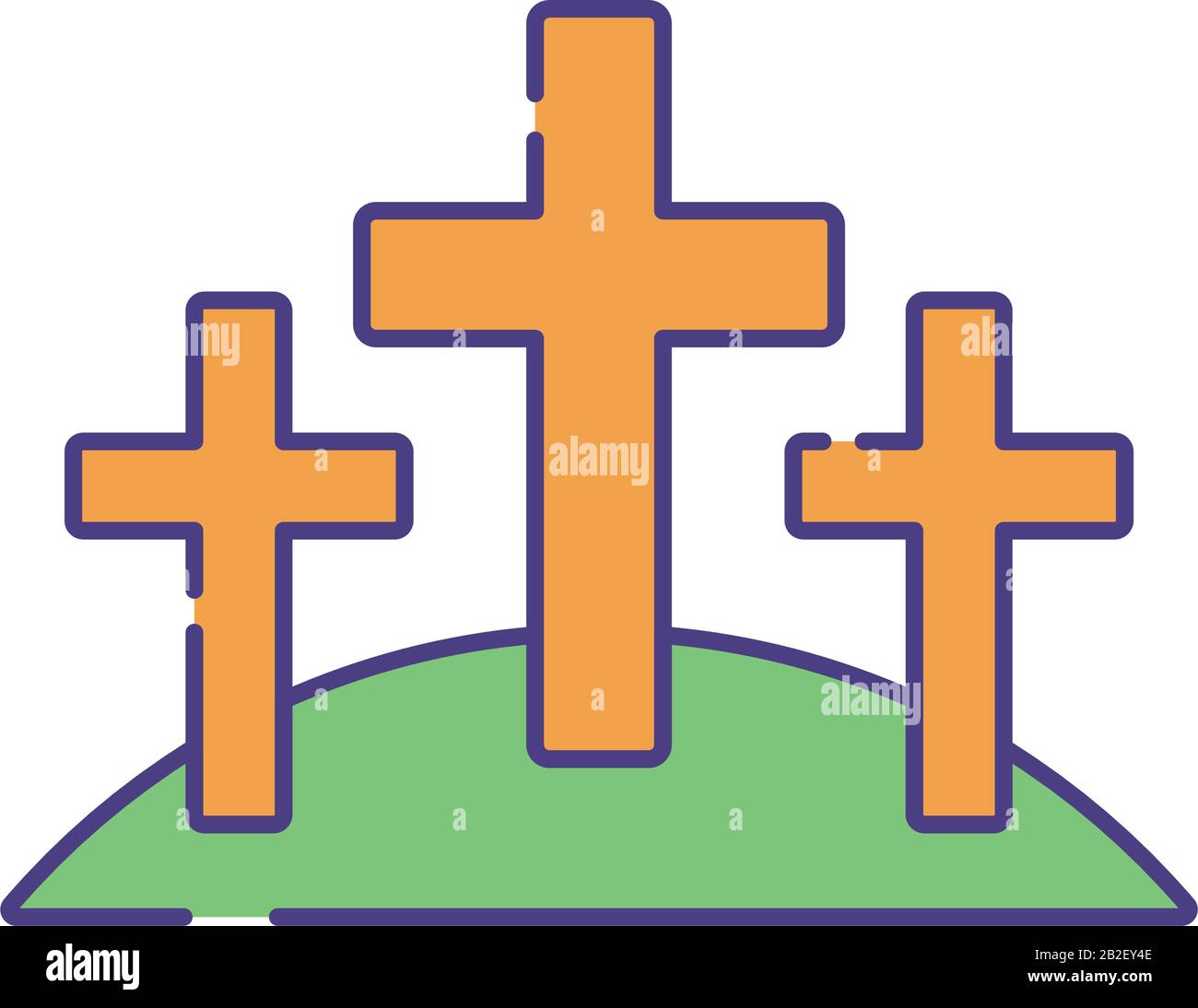 three crosses flat style icon design, Religion culture belief religious ...
