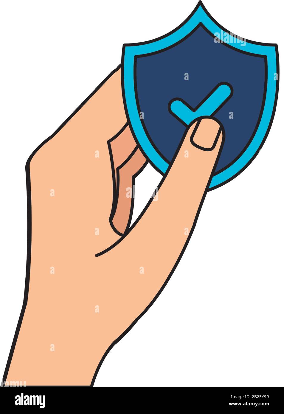hand holding shield with check mark of security system vector design ...