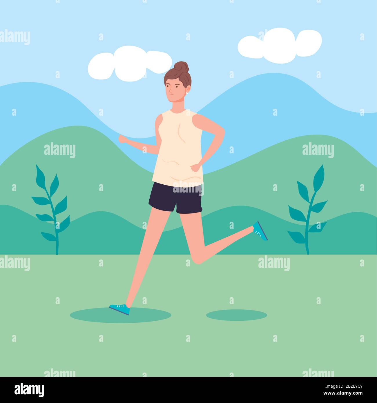 woman running in landscape nature scene Stock Vector Image & Art - Alamy