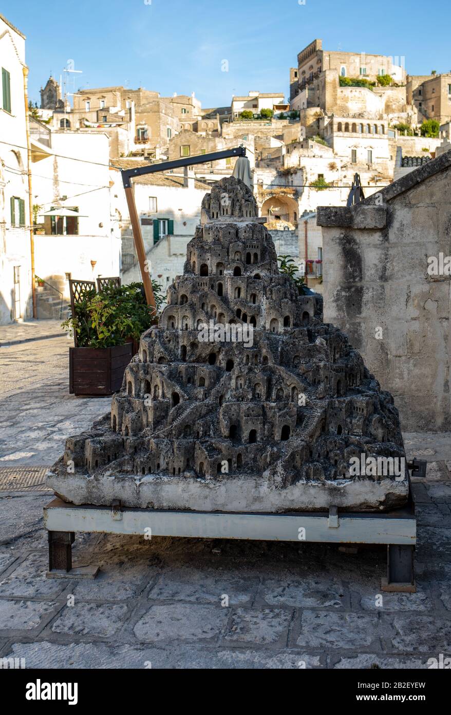 Matera, Italy - September 15, 2019: Closeup model of the Sassi di ...