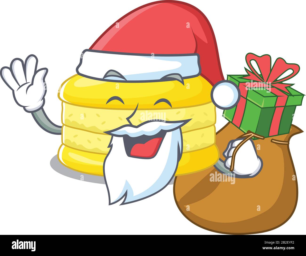 Santa lemon macaron Cartoon character design having box of gifts Stock ...