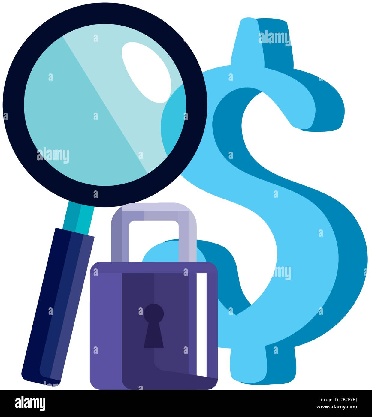 lupe dollar and padlock vector design Stock Vector Image & Art - Alamy