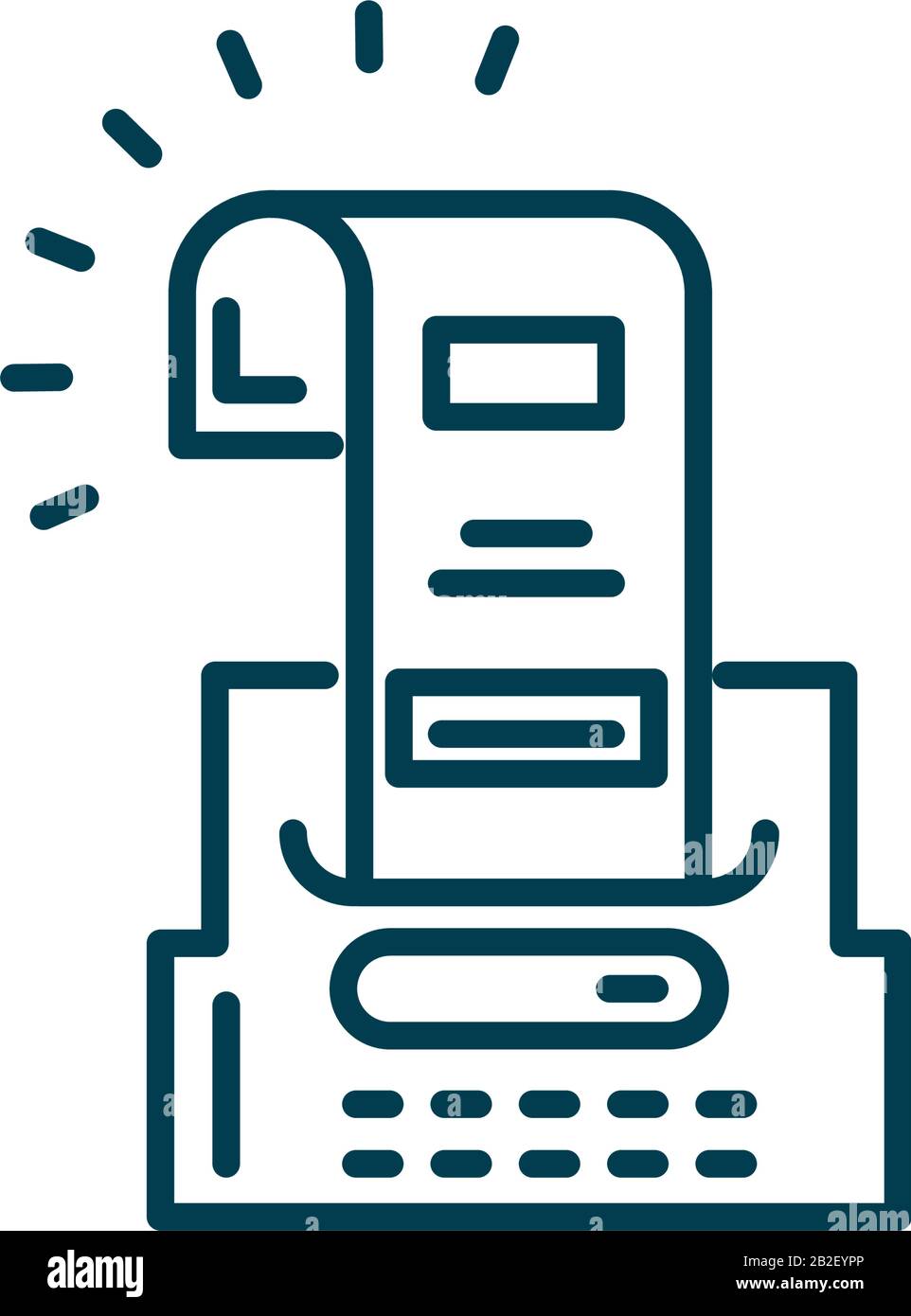 ticket printer icon over white background, line style, vector ...