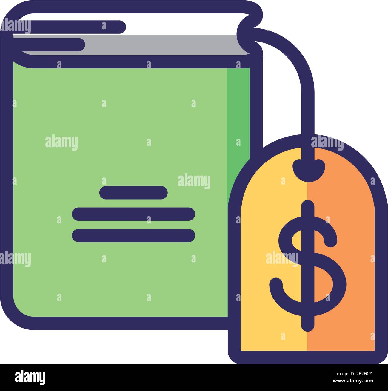 book with price tag over white background, line and fill style icon ...