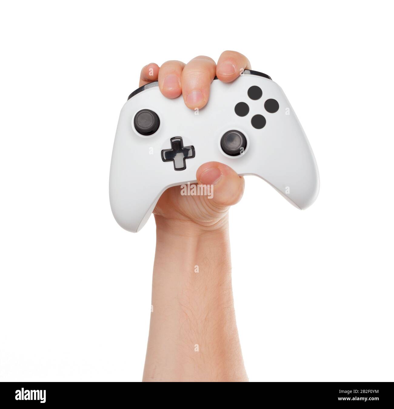 Video game console controller in gamer hands isolated on white ...