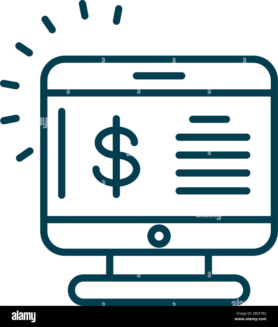 computer with money symbol icon over white background, line style ...