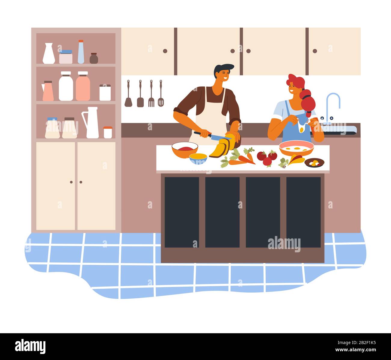 Couple cooking home Cut Out Stock Images & Pictures - Alamy