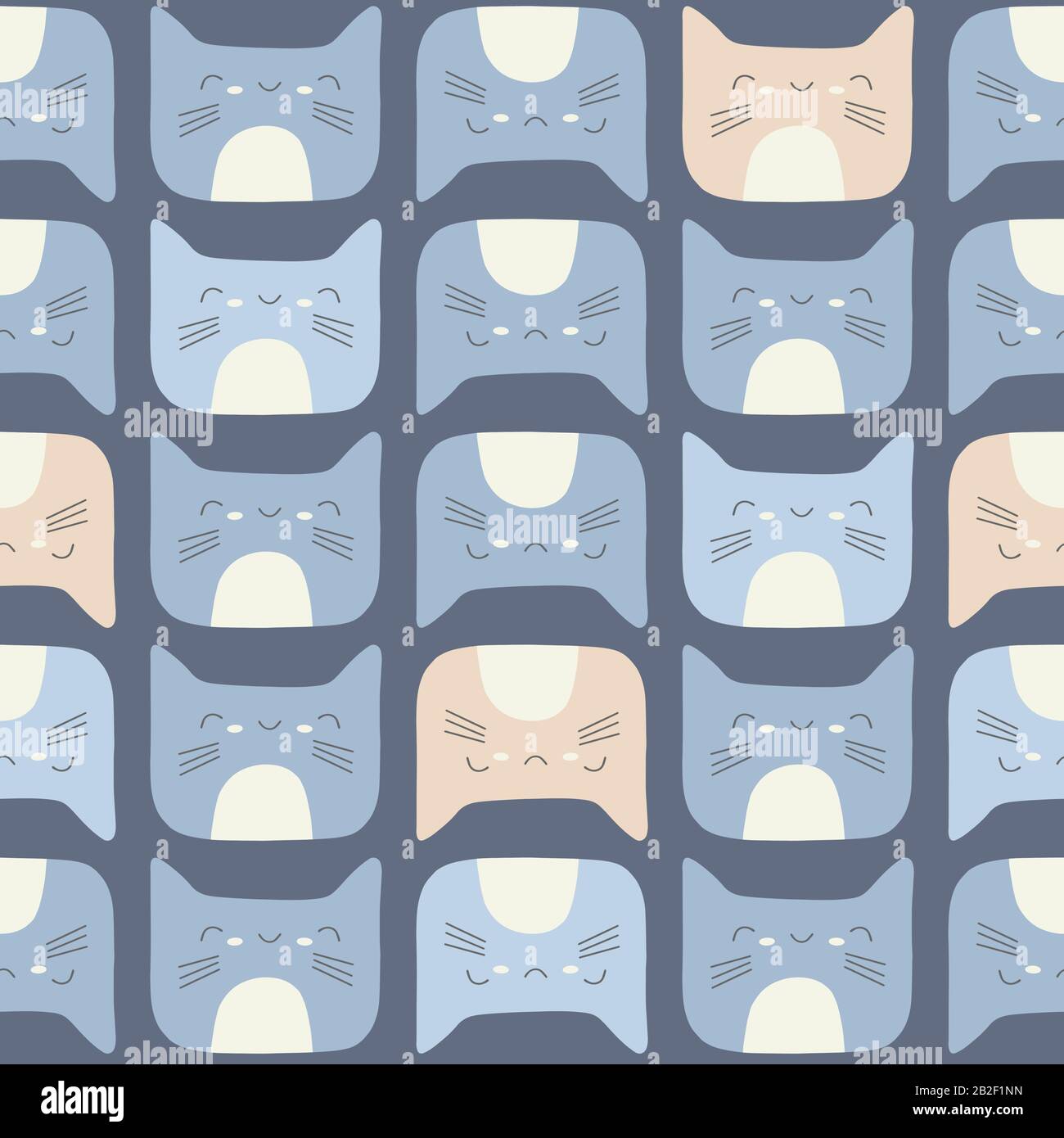 Cat pattern background design. Cute kawaii animal face seamless repeat ...