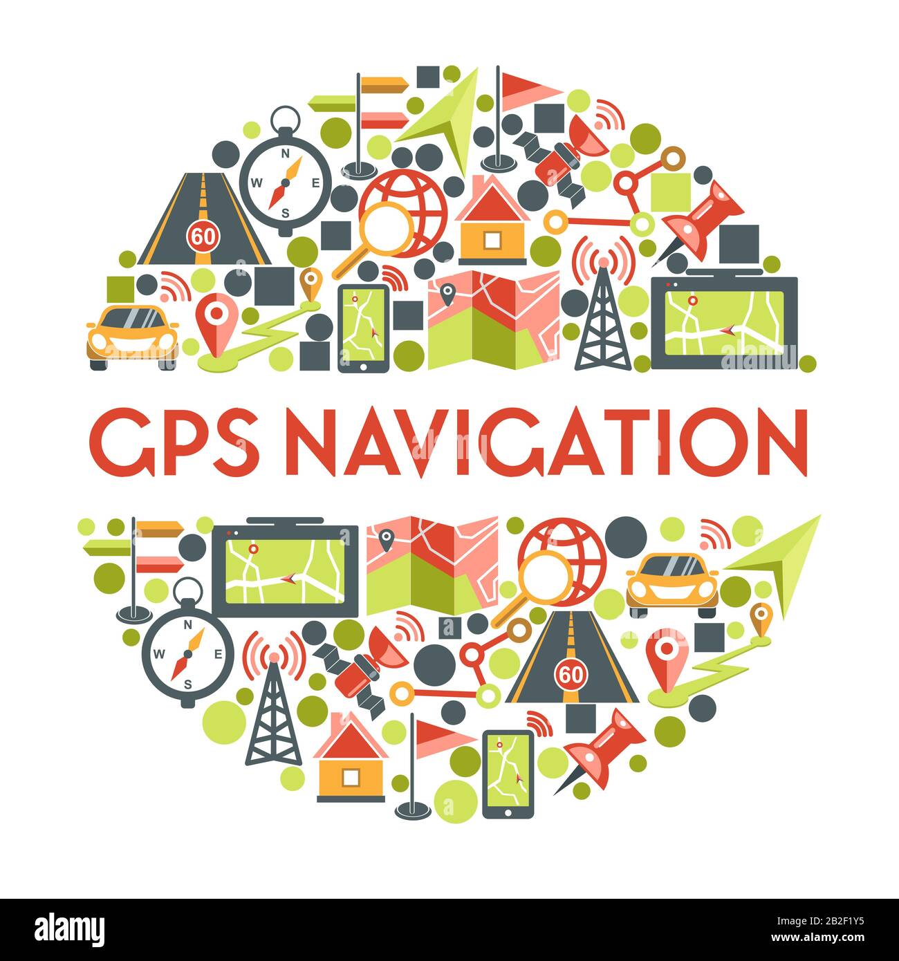 GPS navigation and maps, location and cartography, emblem or banner ...