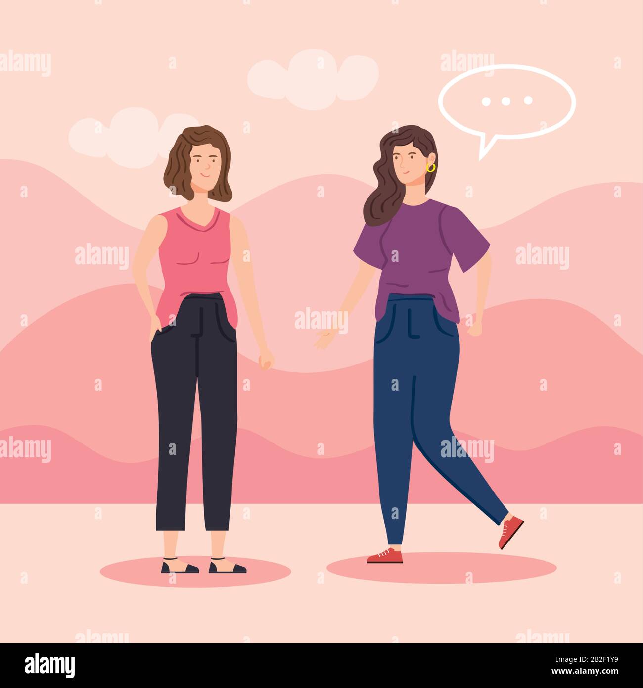 beautiful women talking in landscape Stock Vector Image & Art - Alamy
