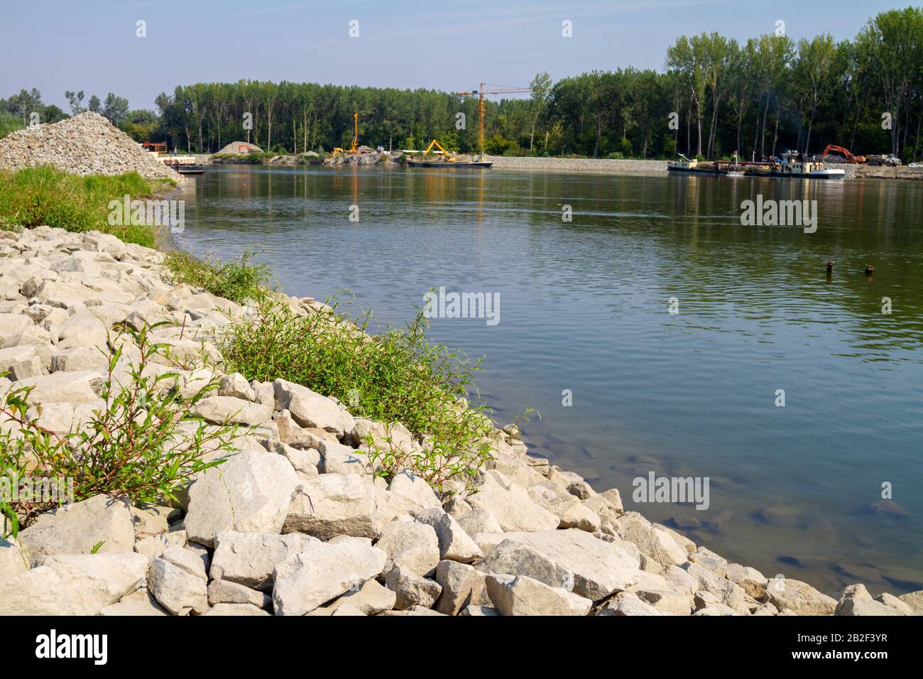 Riprap embankment on the Drava River Stock Photo - Alamy