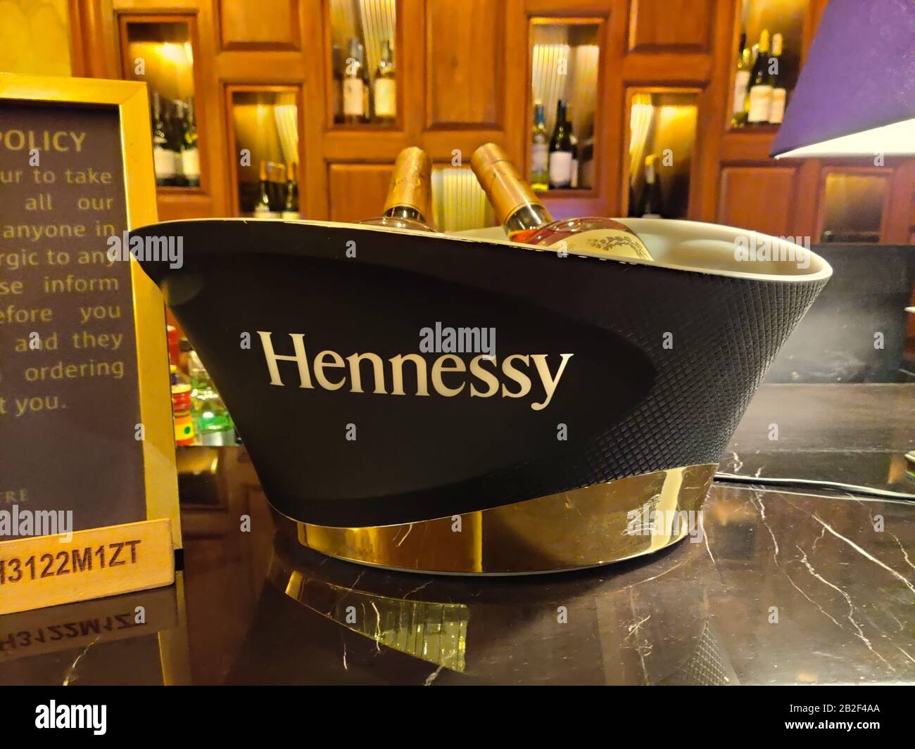Photograph of a case of Hennessy wiskey case on a ornate table Stock ...