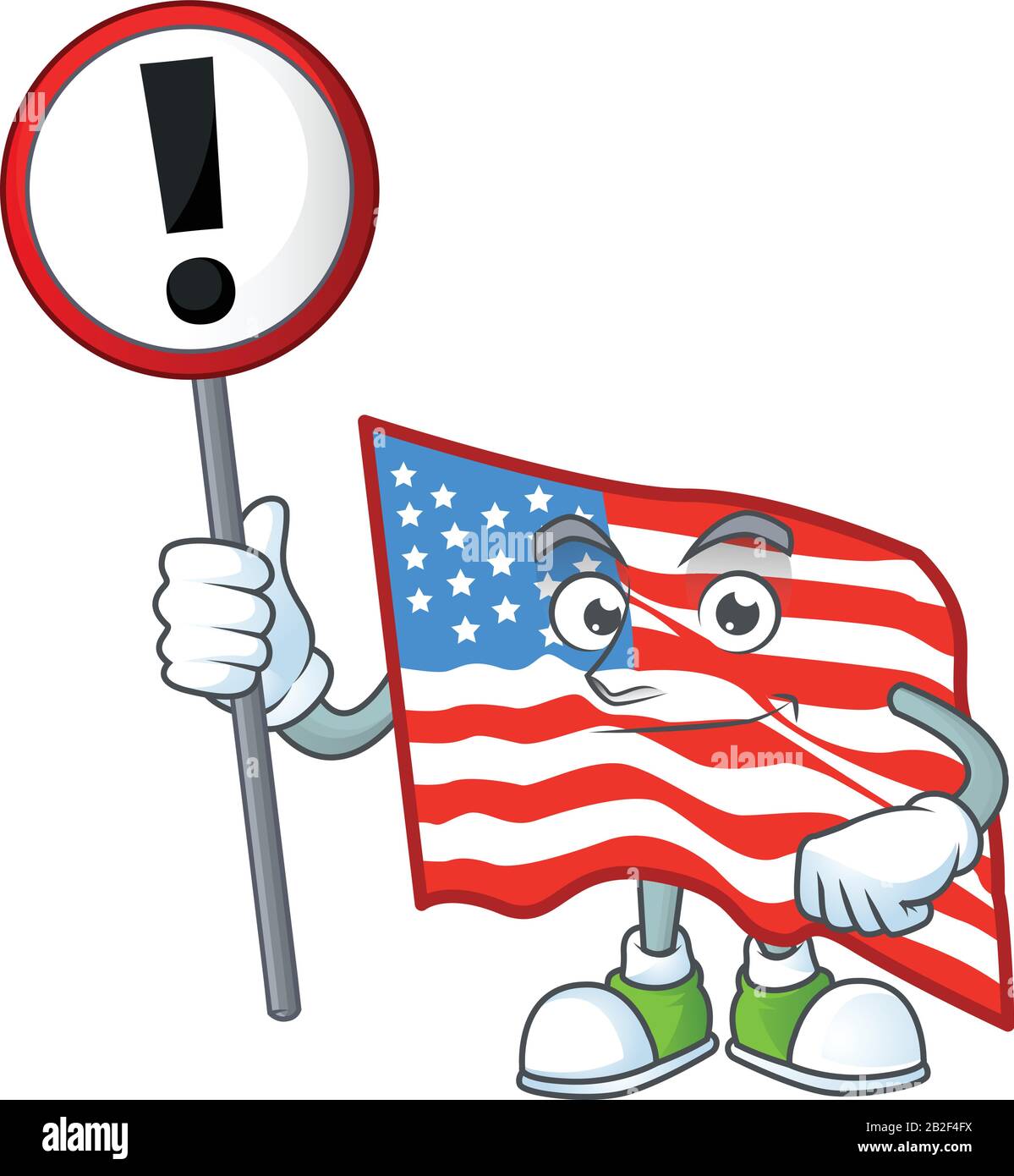 Cartoon character design of USA flag rise up a broad Stock Vector Image ...