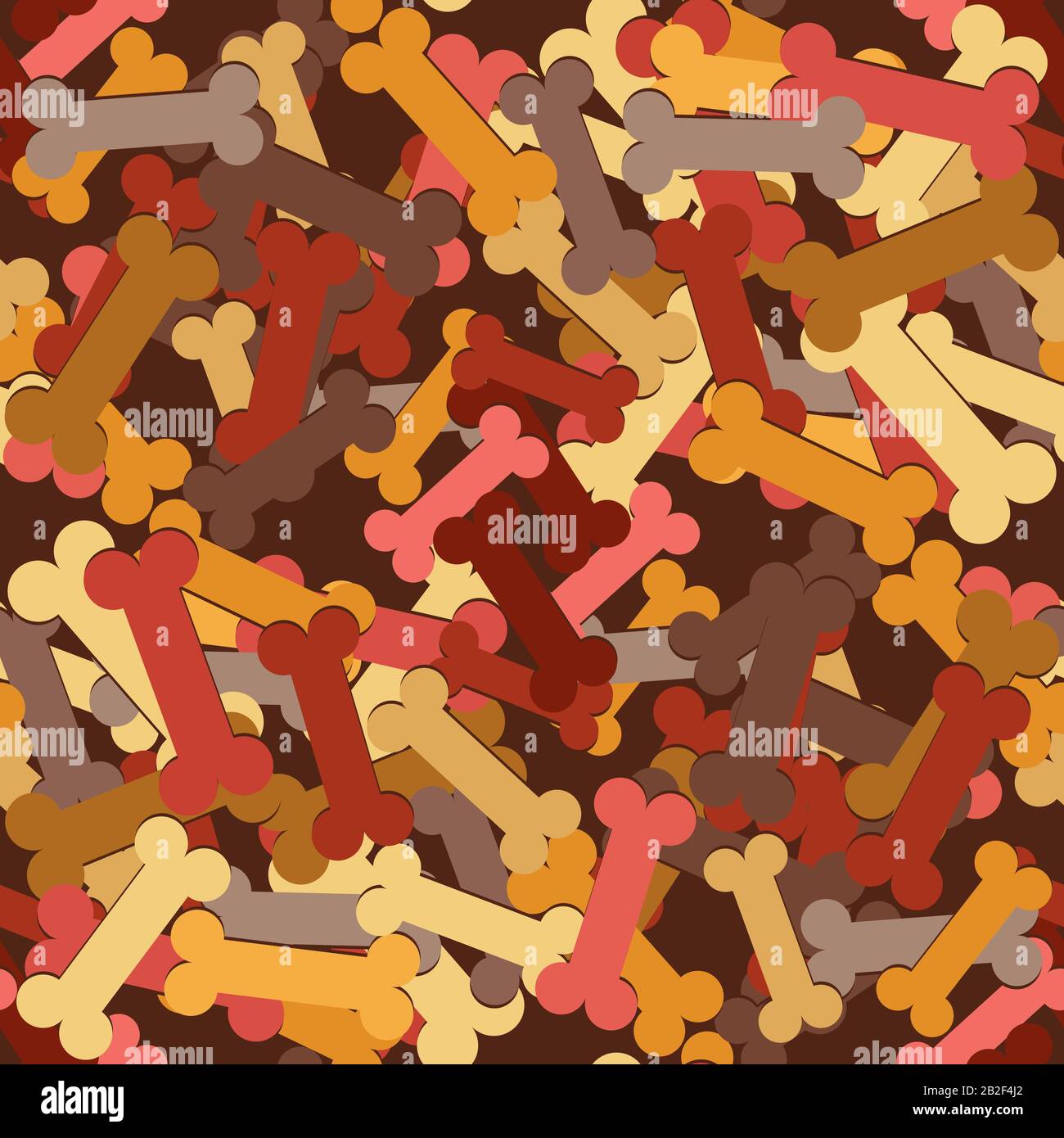 Seamless bone pattern silhouette in different colors on a brown ...