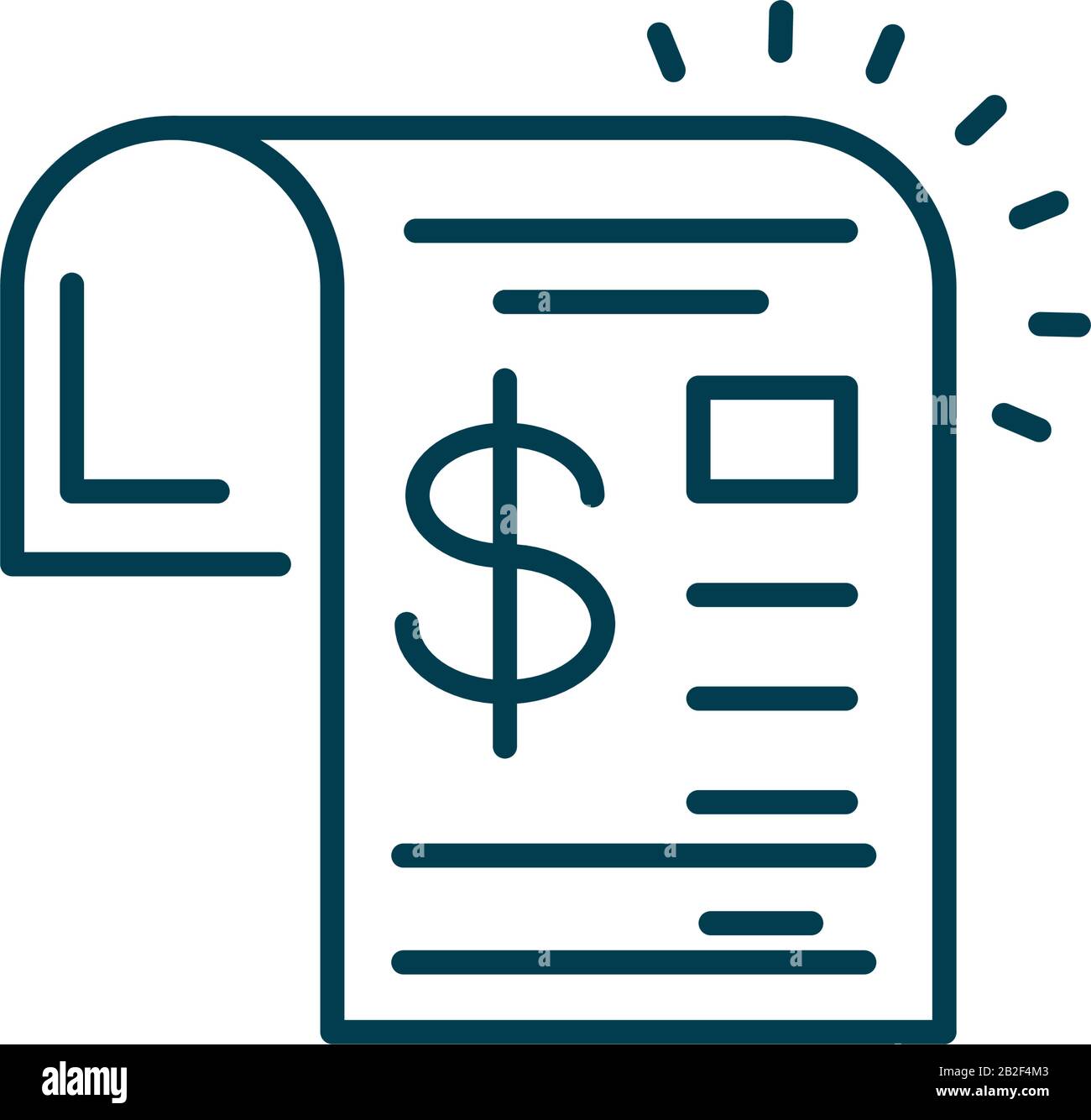 invoice document with money symbol over white background, line style ...
