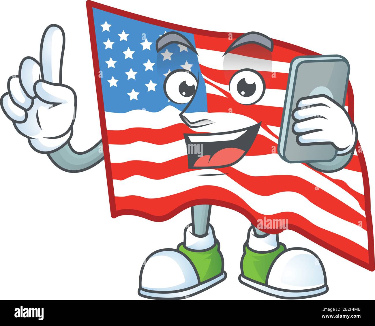 A picture of happy USA flag speaking on the phone Stock Vector Image ...