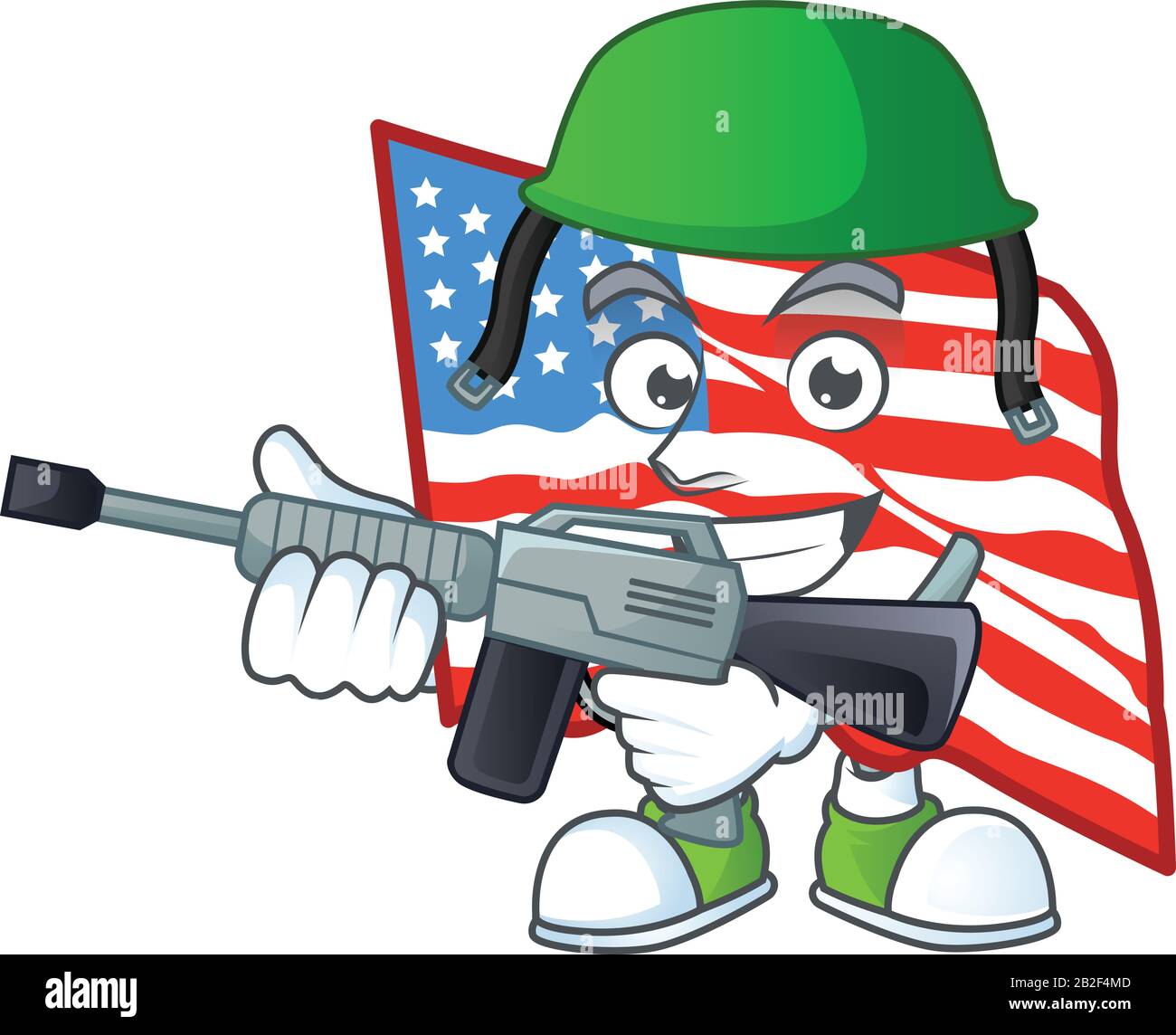 USA flag mascot design in an Army uniform with machine gun Stock Vector ...