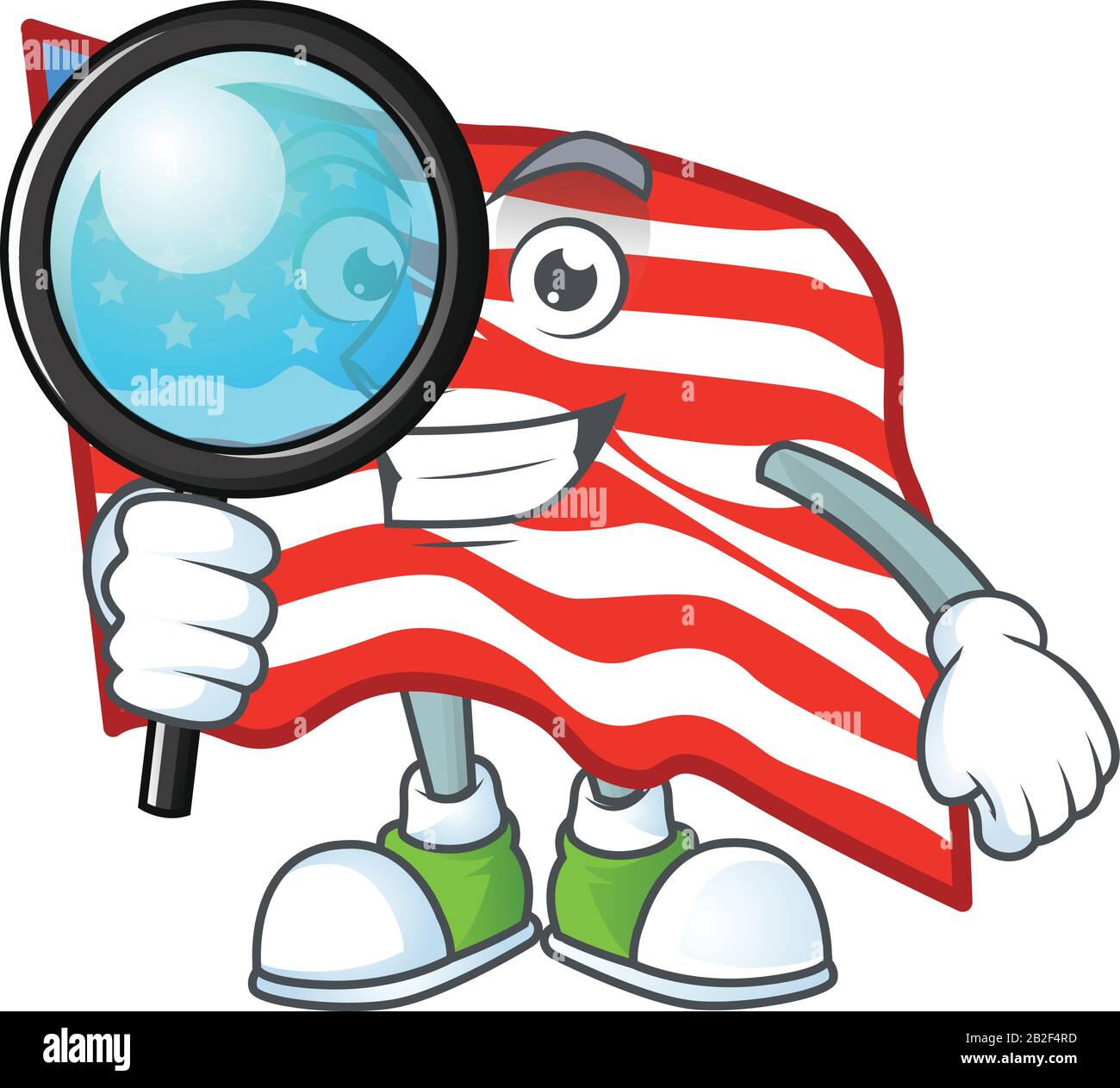 A famous of one eye USA flag Detective cartoon character design Stock ...